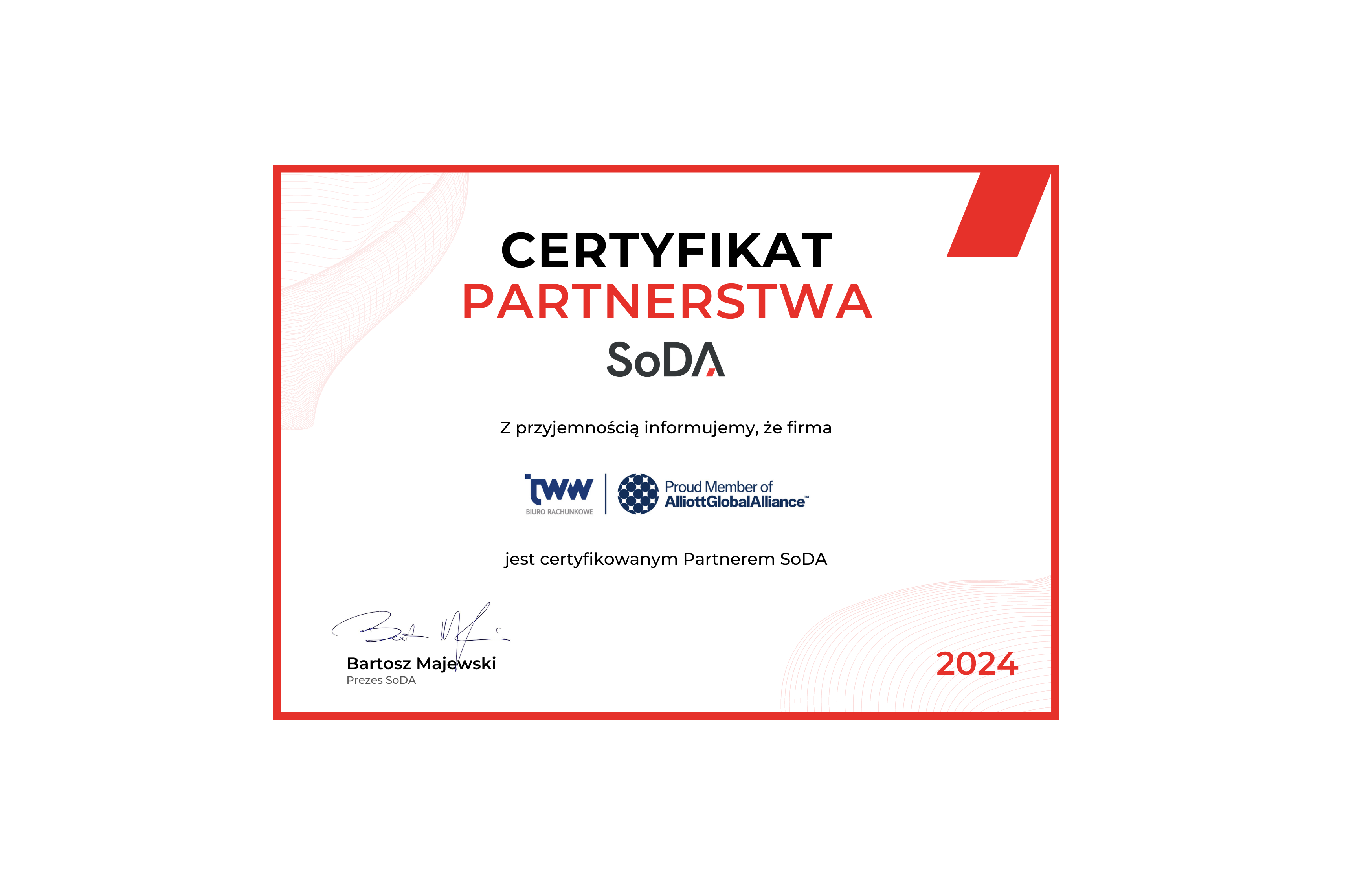 JWW certyfikowanym partnerem SoDA 2024JWW Biuro Rachunkowe – Twoja Najlepsza Księgowa